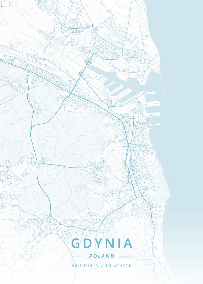 'Gdynia Poland' Poster, picture, metal print, paint by Designer Map Art ...