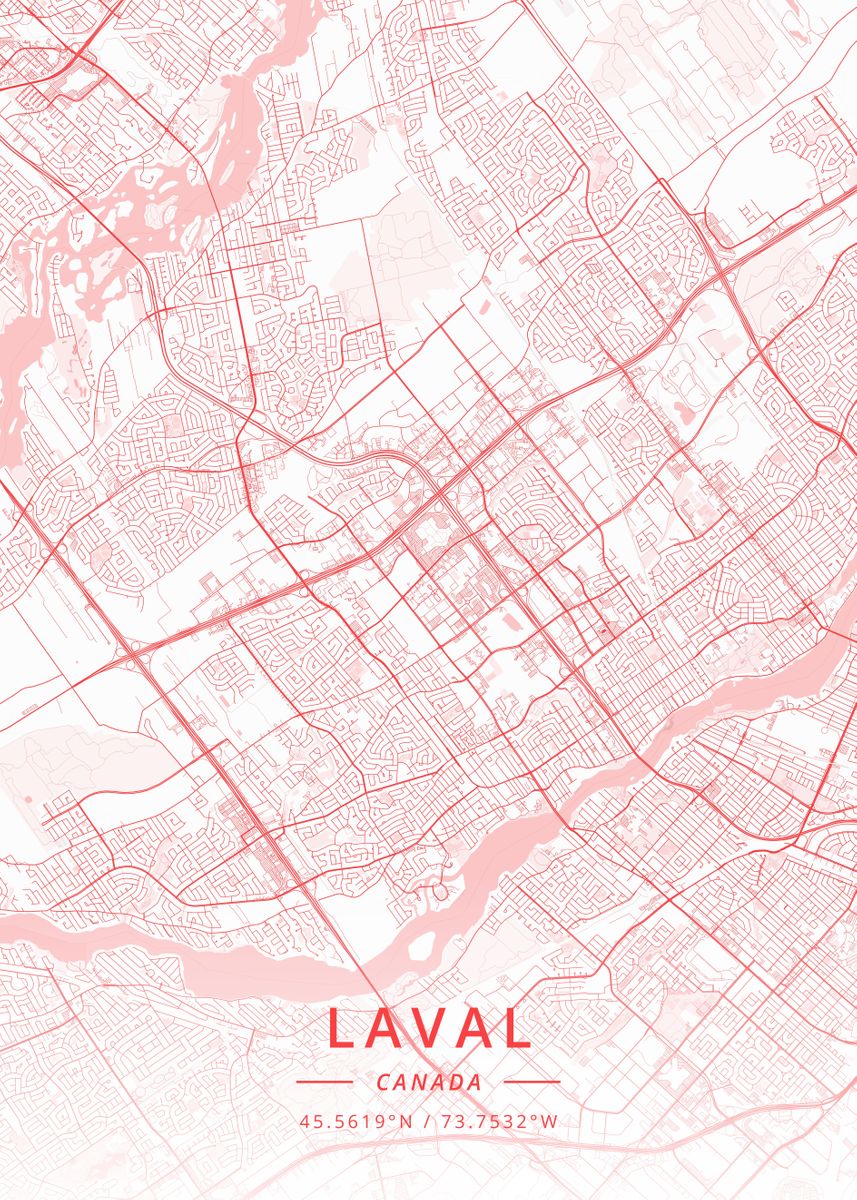 'Laval Canada' Poster, picture, metal print, paint by Designer Map Art ...