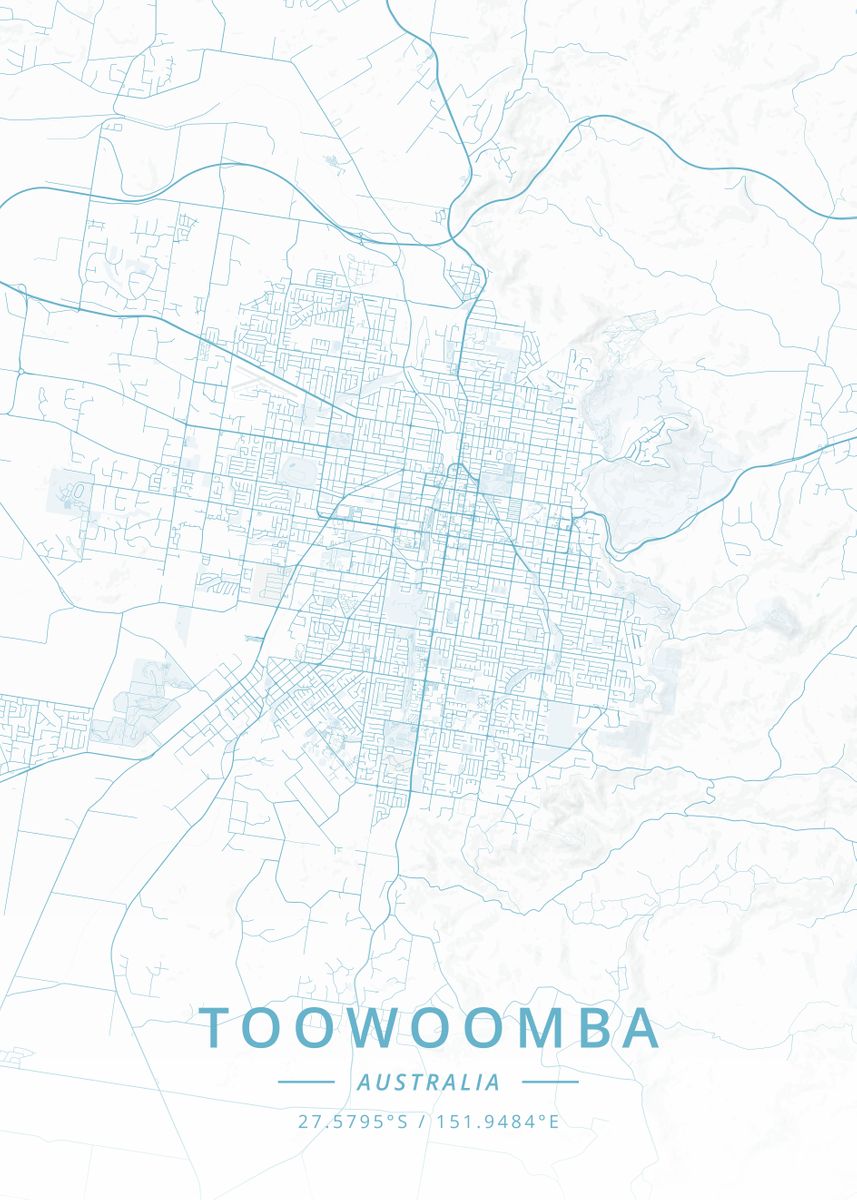 'Toowoomba Australia' Poster by Designer Map Art | Displate