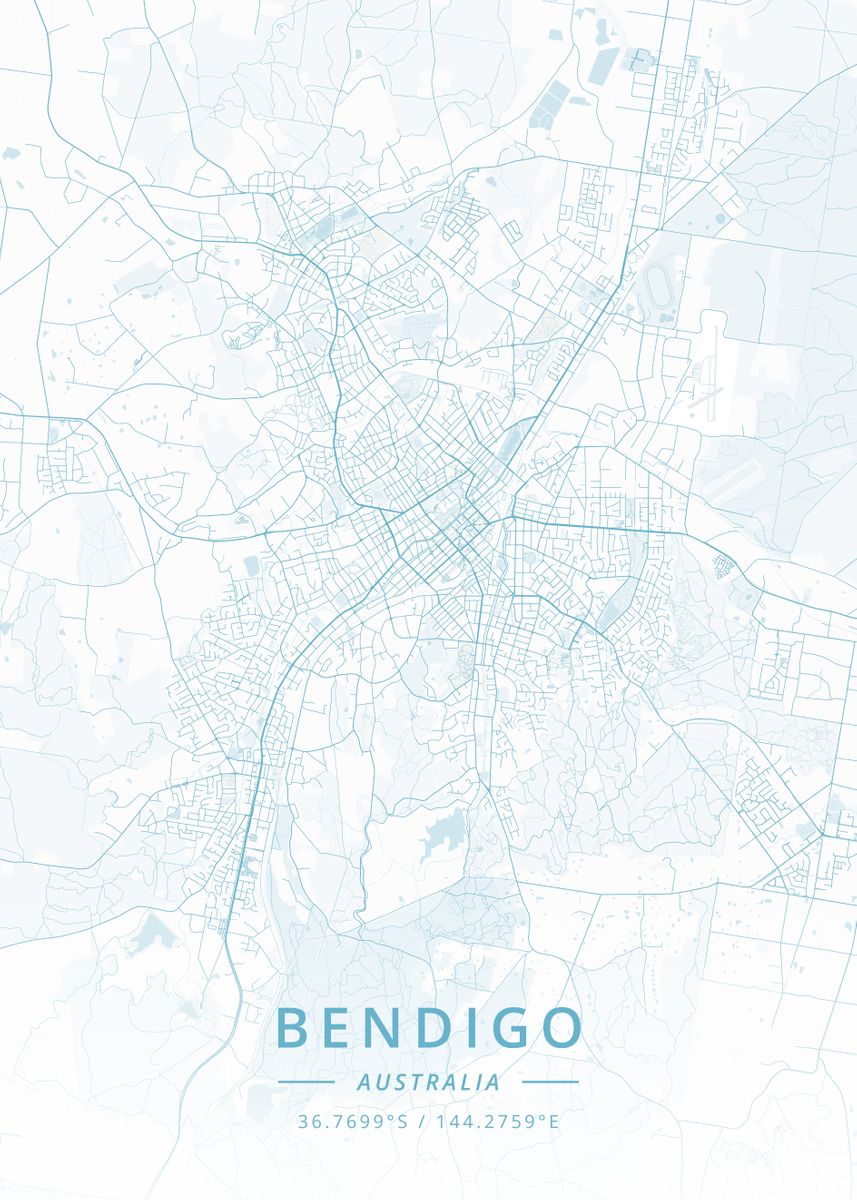 'Bendigo Australia' Poster, picture, metal print, paint by Designer Map ...