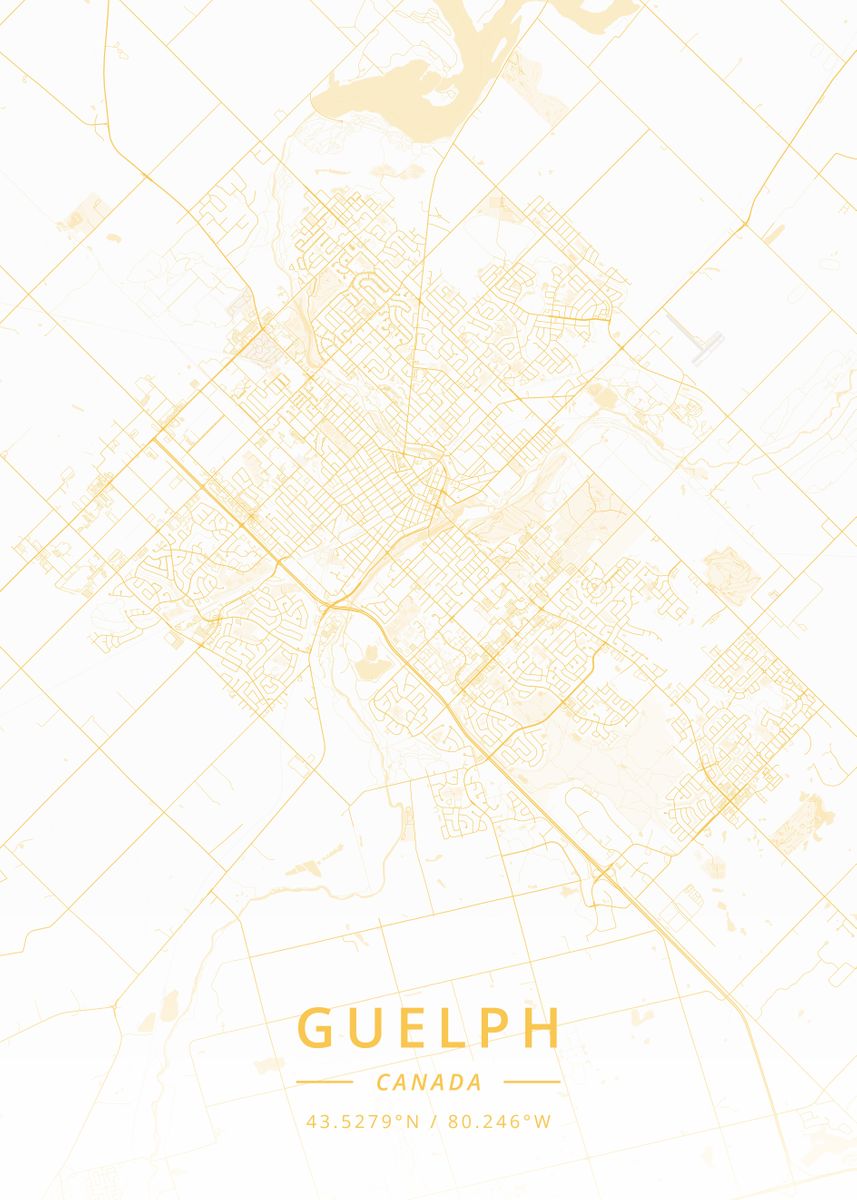 'Guelph Canada' Poster, picture, metal print, paint by Designer Map Art ...