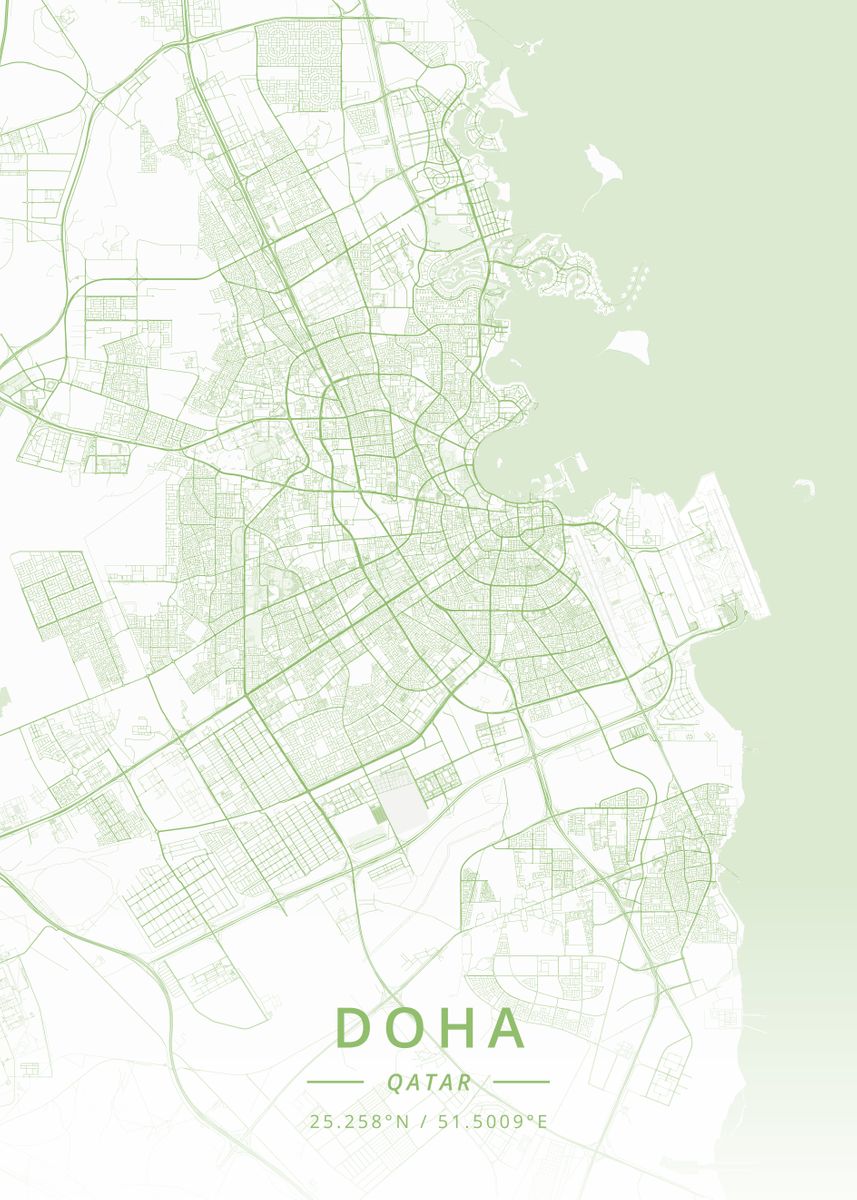 'Doha Qatar' Poster by Designer Map Art | Displate