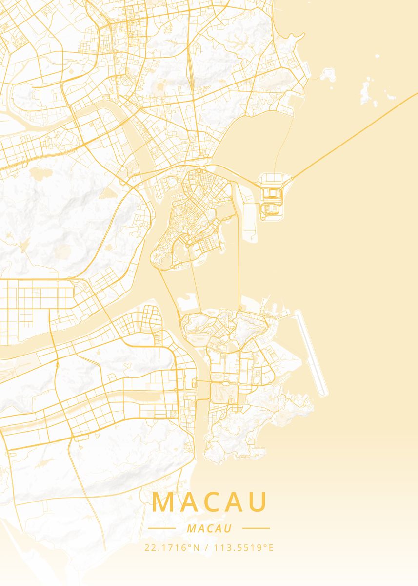 'Macau Macau' Poster, picture, metal print, paint by Designer Map Art ...
