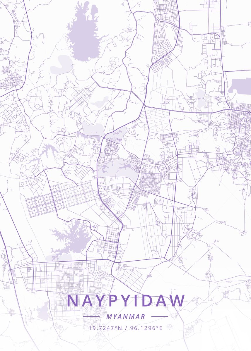 'Naypyidaw Myanmar' Poster, picture, metal print, paint by Designer Map ...