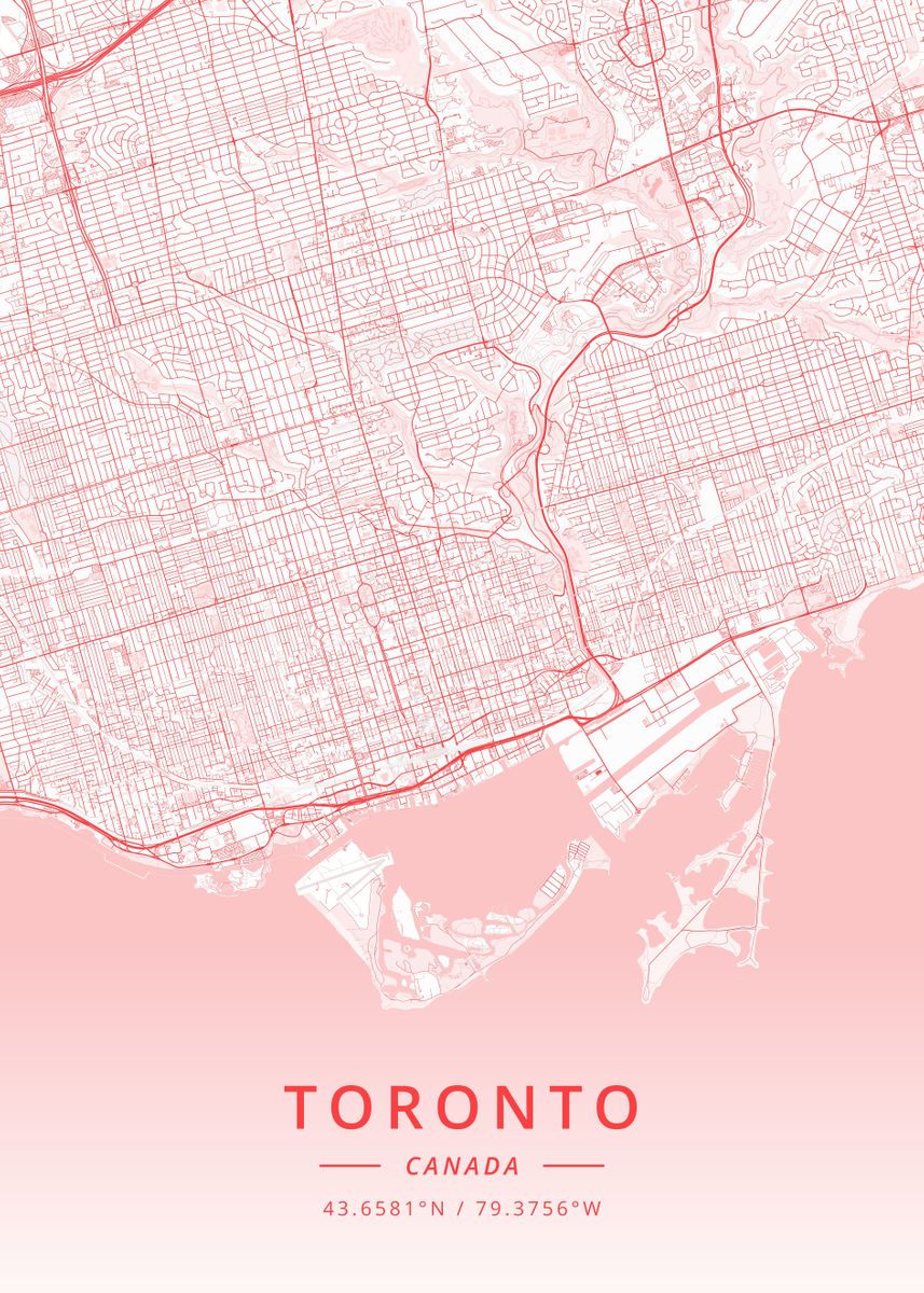 'Toronto Canada' Poster, picture, metal print, paint by Designer Map ...