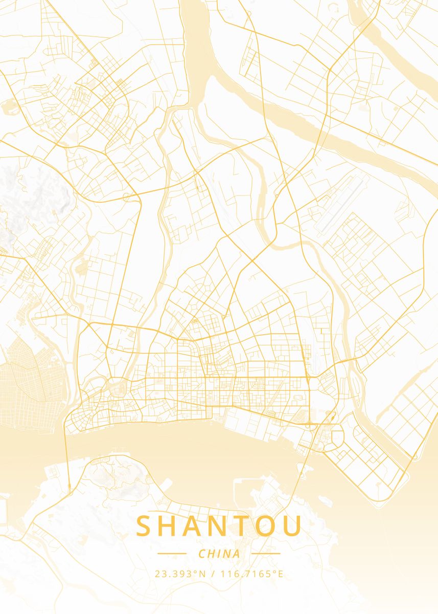 'Shantou China' Poster, picture, metal print, paint by Designer Map Art ...