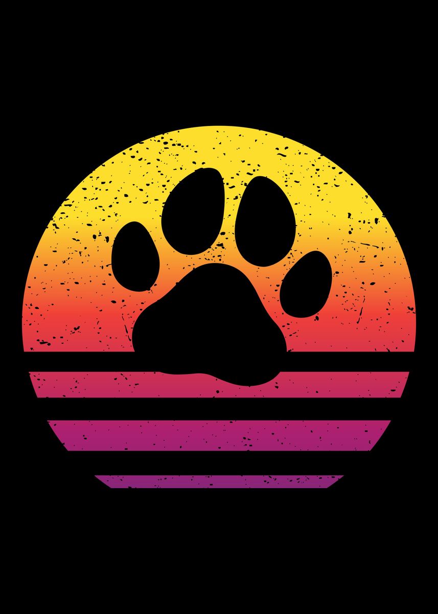 'Dog Paw Retro Vintage' Poster, picture, metal print, paint by ...
