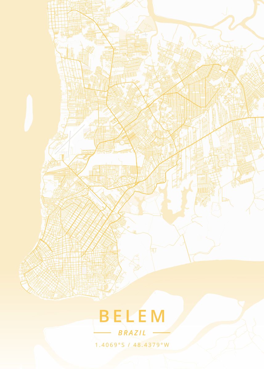 'Belem Brazil' Poster, picture, metal print, paint by Designer Map Art ...