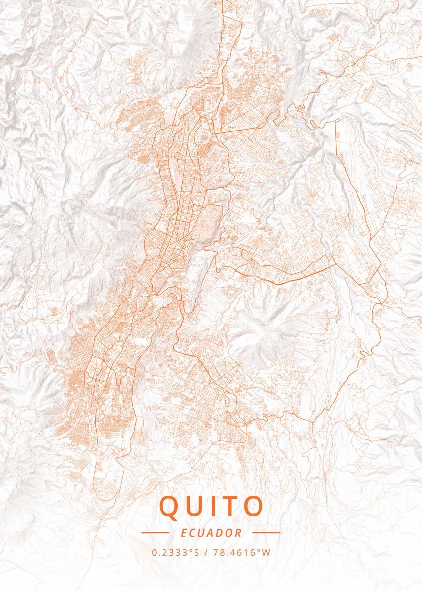 'Quito Ecuador' Poster, picture, metal print, paint by Designer Map Art ...
