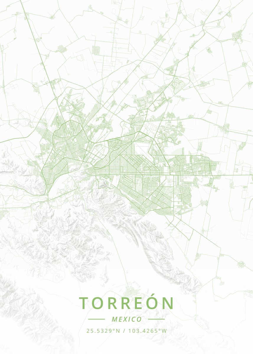 'Torreon Mexico' Poster by Designer Map Art | Displate
