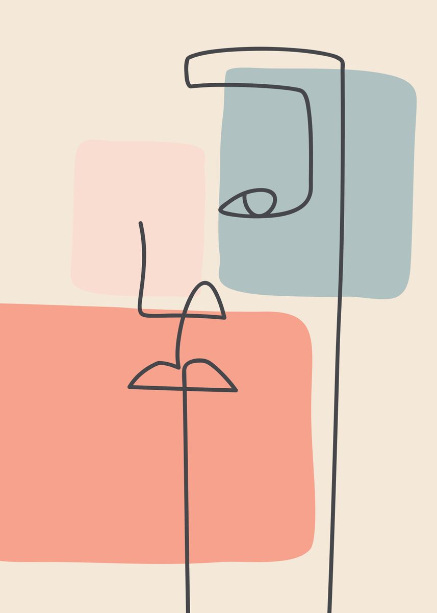 'Minimalist Face Line Art' Poster by Human Shadow | Displate