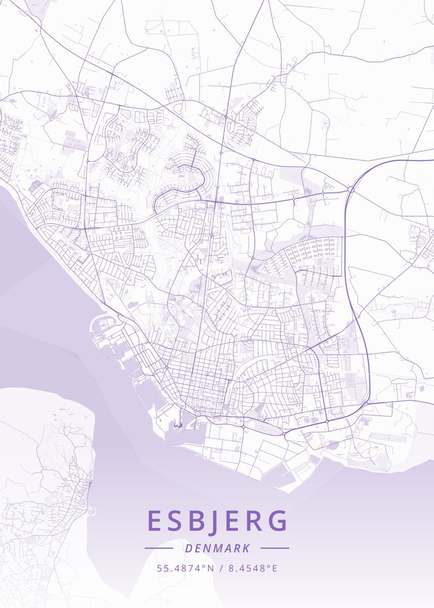 'Esbjerg Denmark' Poster, picture, metal print, paint by Designer Map ...