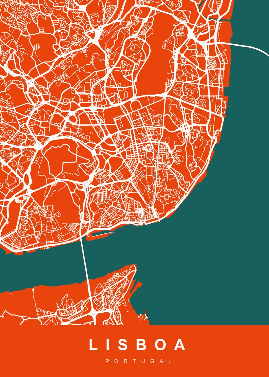 'LISBOA City Map PORTUGAL' Poster by UrbanMaps | Displate