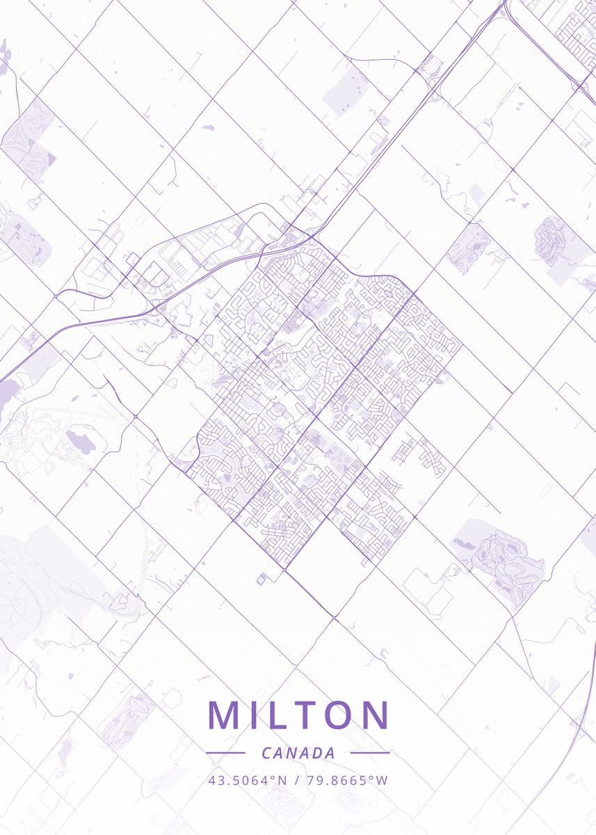 'Milton Canada' Poster, picture, metal print, paint by Designer Map Art ...