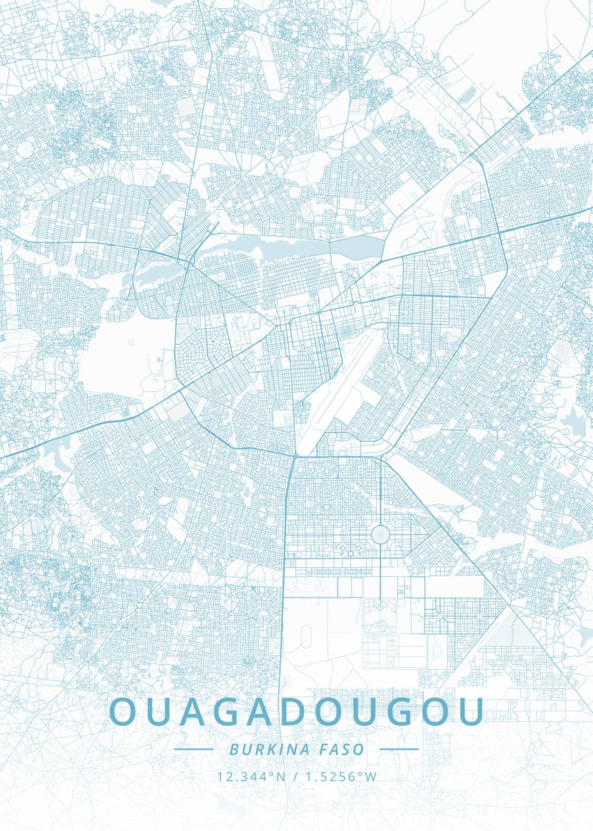 'Ouagadougou Burkina Faso' Poster by Designer Map Art | Displate