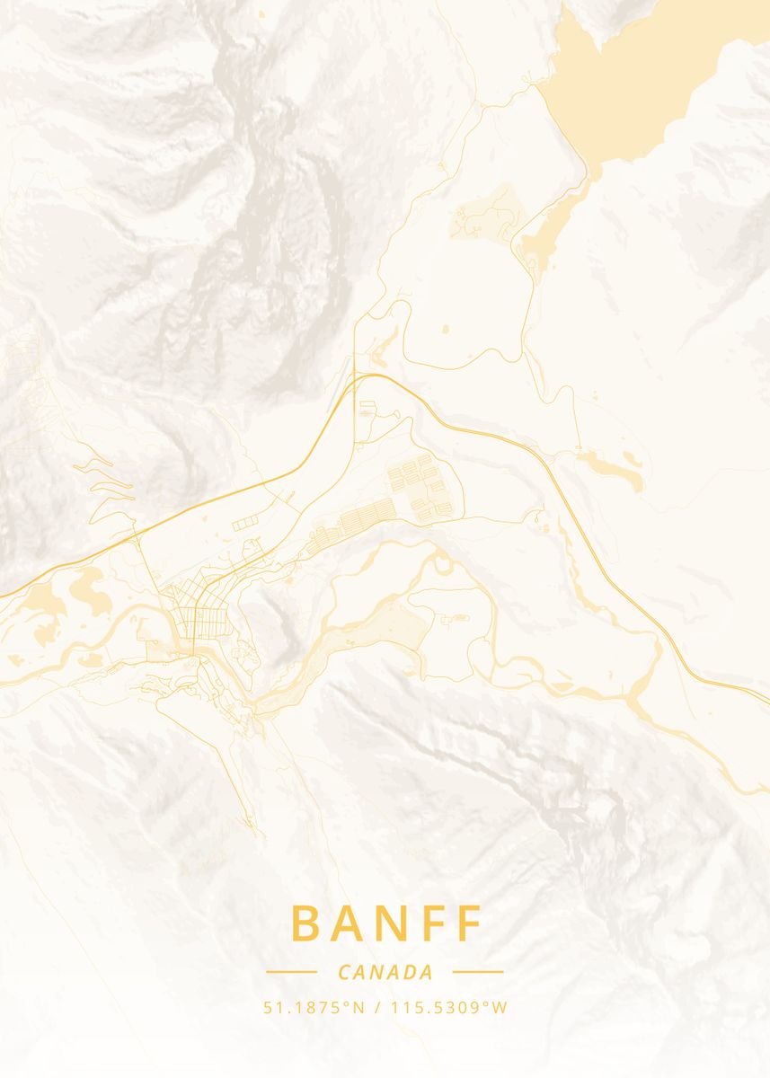 'Banff Canada' Poster, picture, metal print, paint by Designer Map Art ...