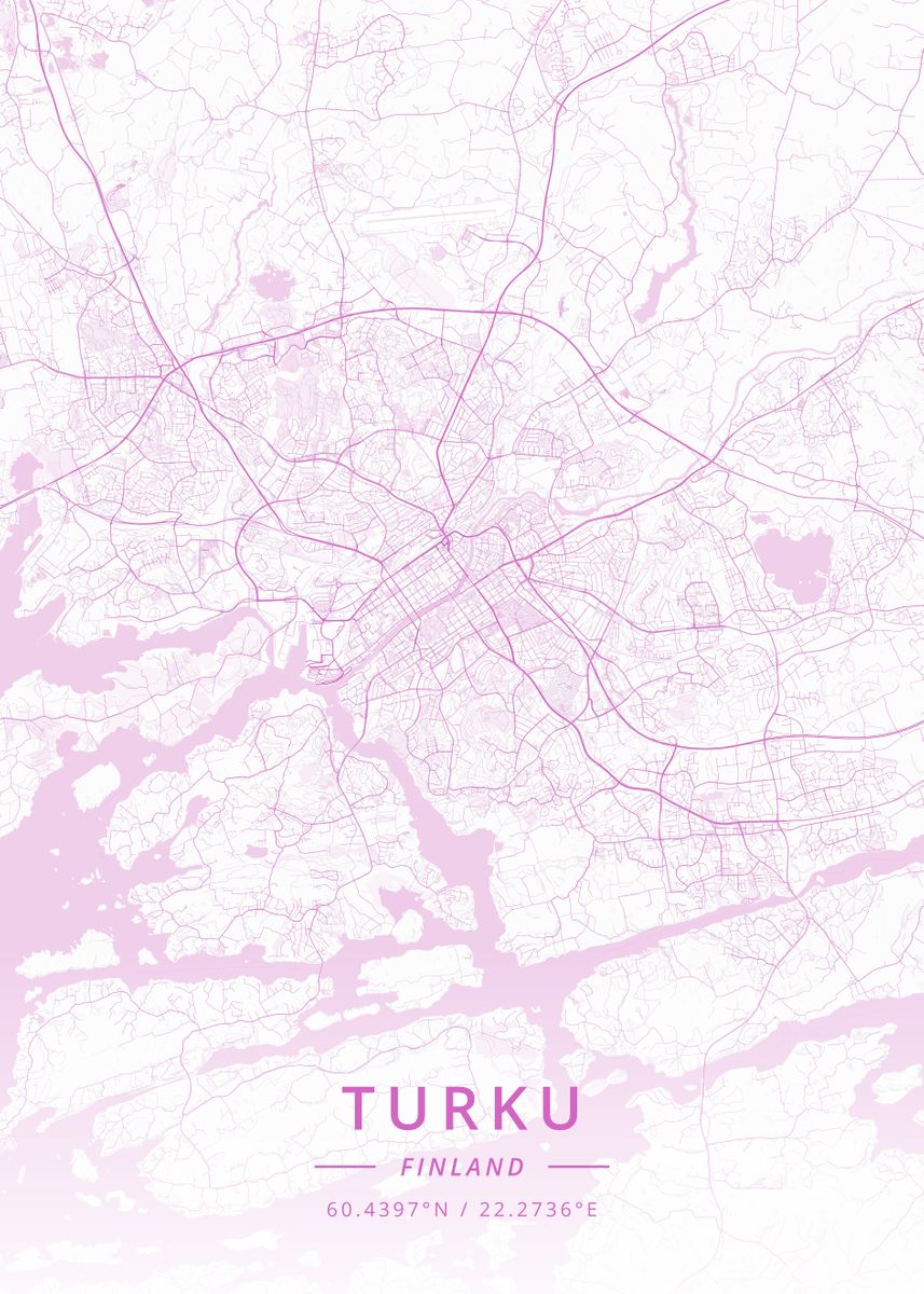 'Turku Finland' Poster, picture, metal print, paint by Designer Map Art ...