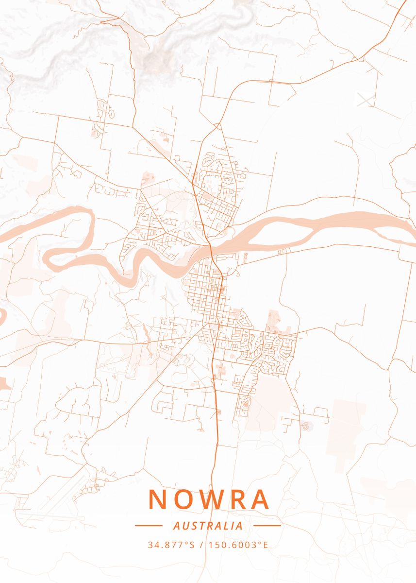 'Nowra Australia' Poster, picture, metal print, paint by Designer Map ...
