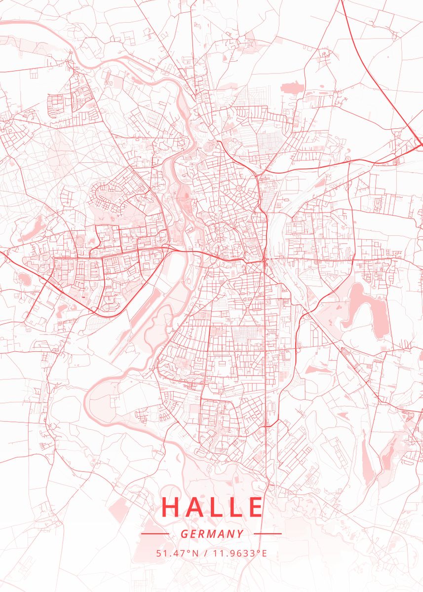 'Halle Germany' Poster, picture, metal print, paint by Designer Map Art ...