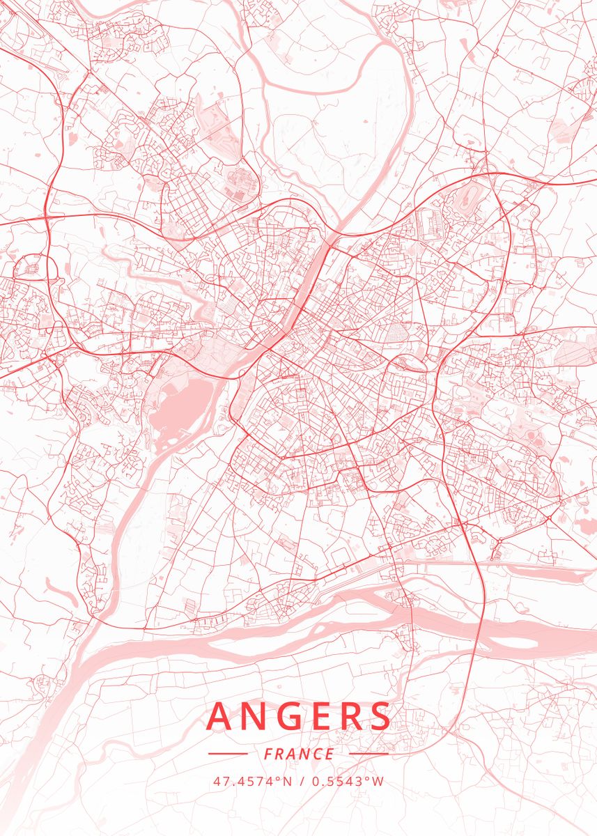'Angers France' Poster by Designer Map Art | Displate