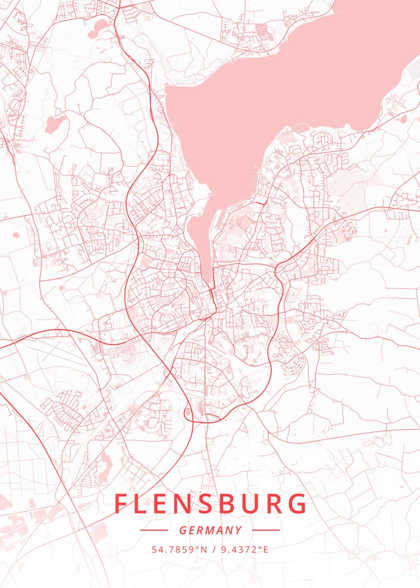 'Flensburg Germany' Poster, picture, metal print, paint by Designer Map ...