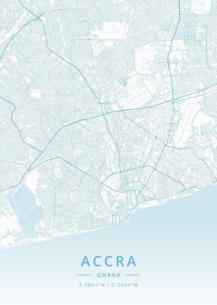 'Accra Ghana' Poster, picture, metal print, paint by Designer Map Art ...