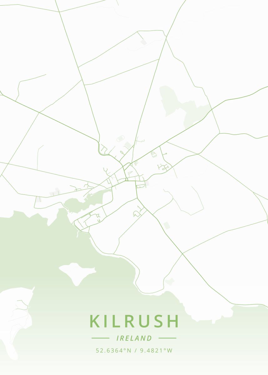 'Kilrush Ireland' Poster, picture, metal print, paint by Designer Map ...