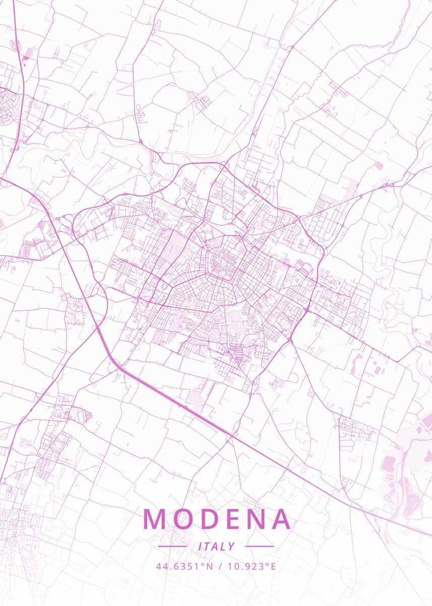 'Modena Italy' Poster, picture, metal print, paint by Designer Map Art ...