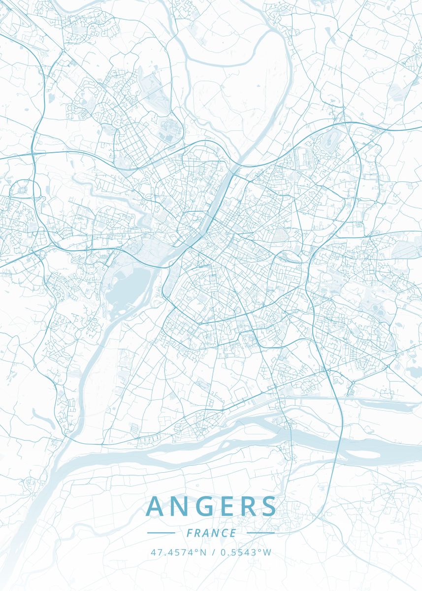 'Angers France' Poster by Designer Map Art | Displate