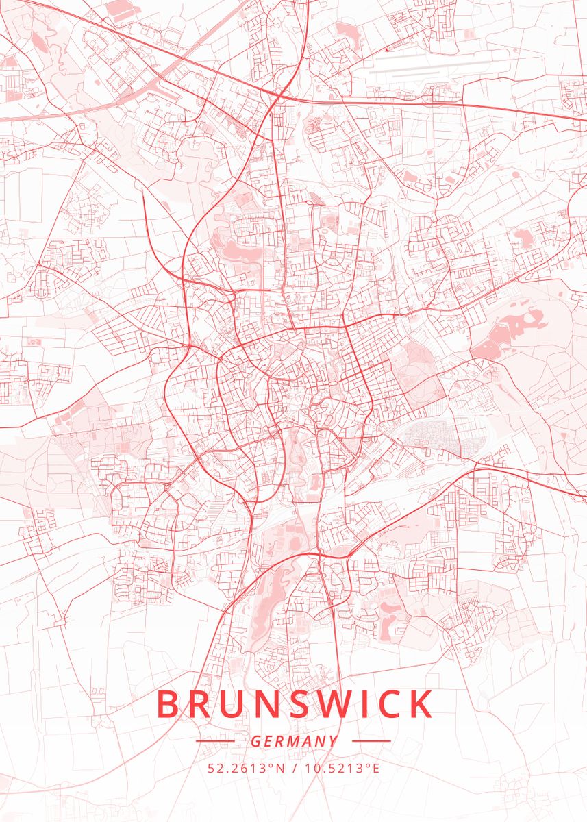 'Brunswick Germany' Poster, picture, metal print, paint by Designer Map ...