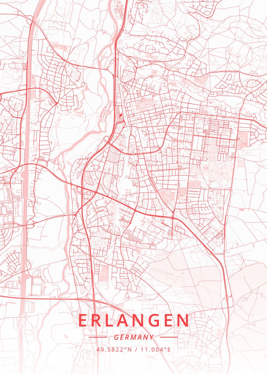 'Erlangen Germany' Poster by Designer Map Art | Displate