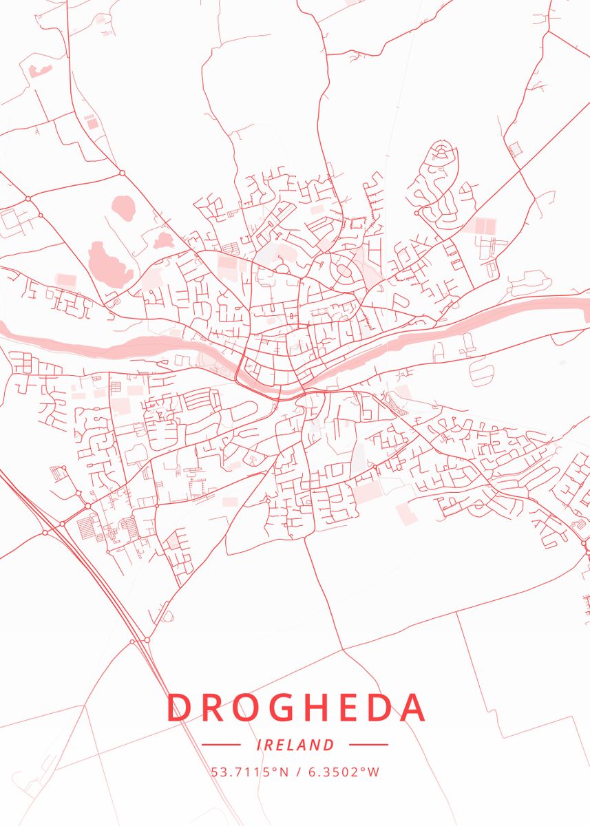 'Drogheda Ireland' Poster, picture, metal print, paint by Designer Map ...