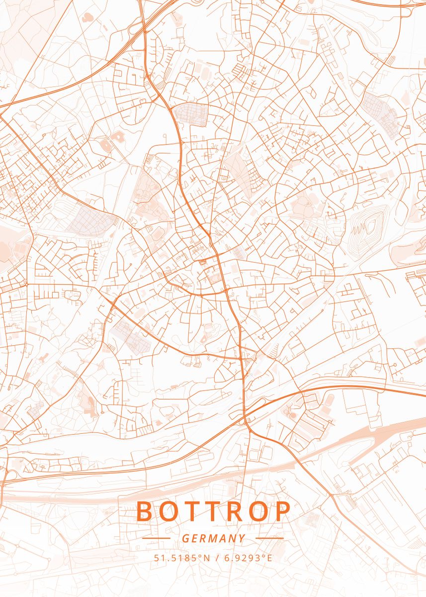 'Bottrop Germany' Poster, picture, metal print, paint by Designer Map ...