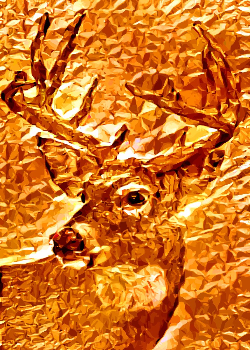 'Deer Golden' Poster, picture, metal print, paint by MasterHead | Displate