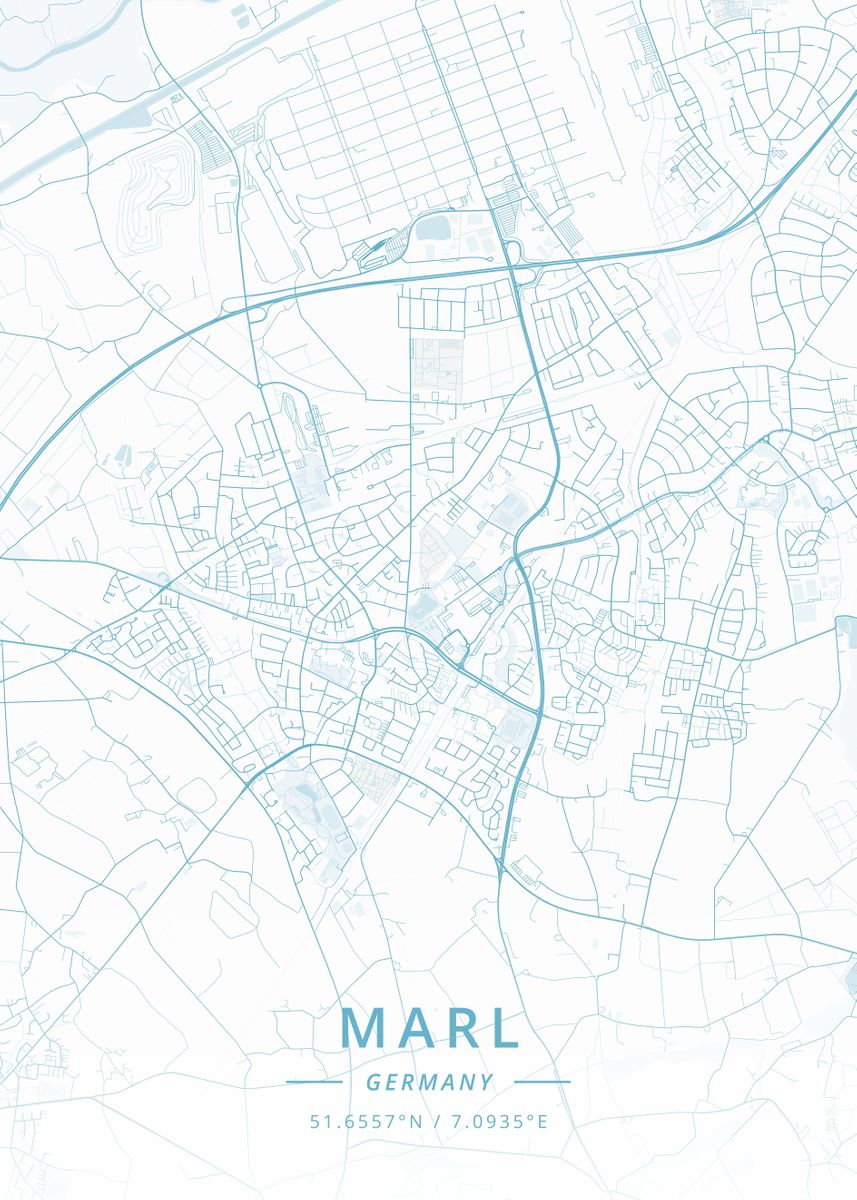 'Marl Germany' Poster, picture, metal print, paint by Designer Map Art ...
