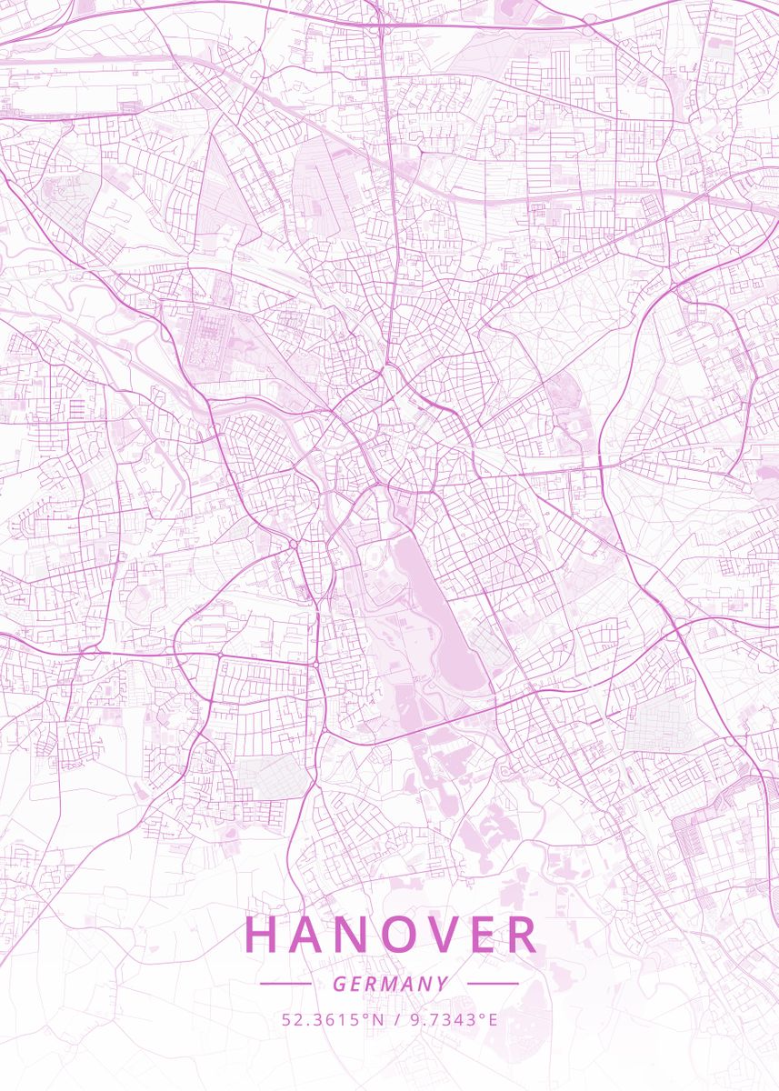 'Hanover Germany' Poster, picture, metal print, paint by Designer Map ...