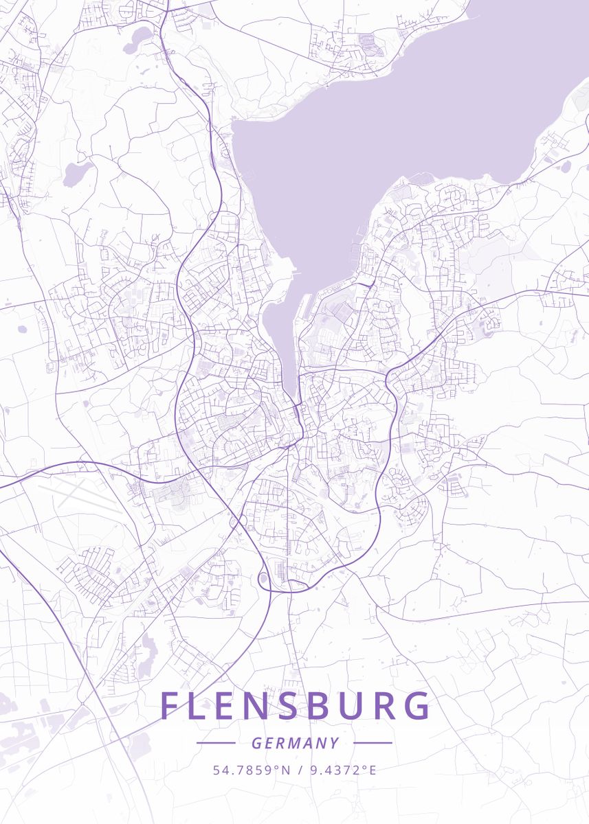 'Flensburg Germany' Poster, picture, metal print, paint by Designer Map ...