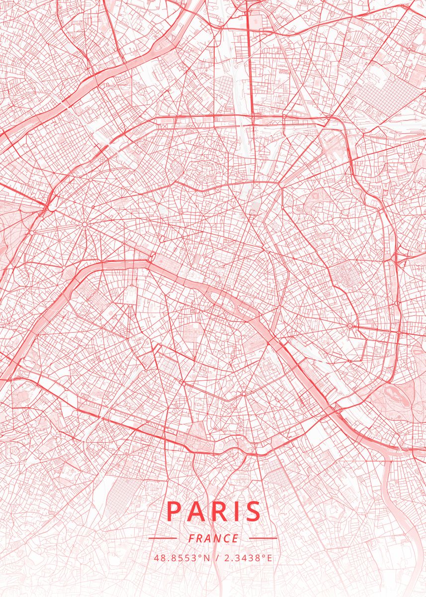 'Paris France' Poster, picture, metal print, paint by Designer Map Art ...