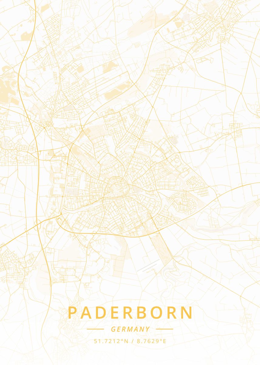 'Paderborn Germany' Poster, picture, metal print, paint by Designer Map ...