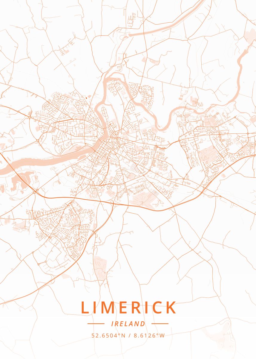 'Limerick Ireland' Poster, picture, metal print, paint by Designer Map ...