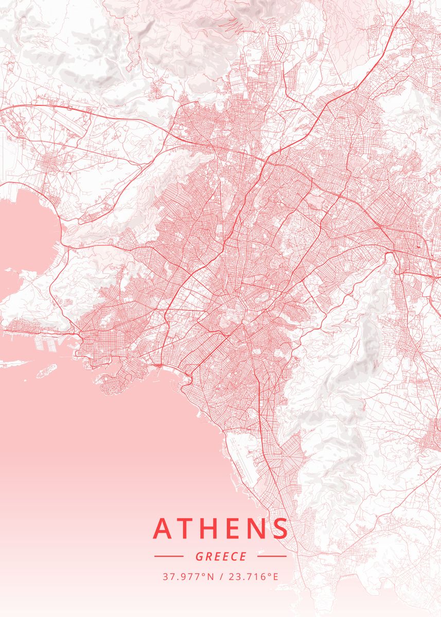 'Athens Greece' Poster by Designer Map Art | Displate