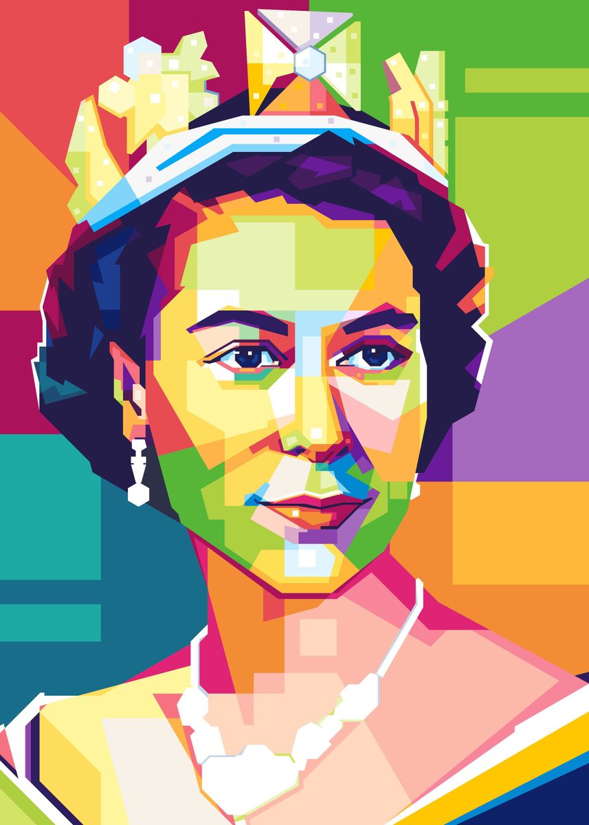 'Popart Queen Elizabeth' Poster by Alanside Artwork | Displate