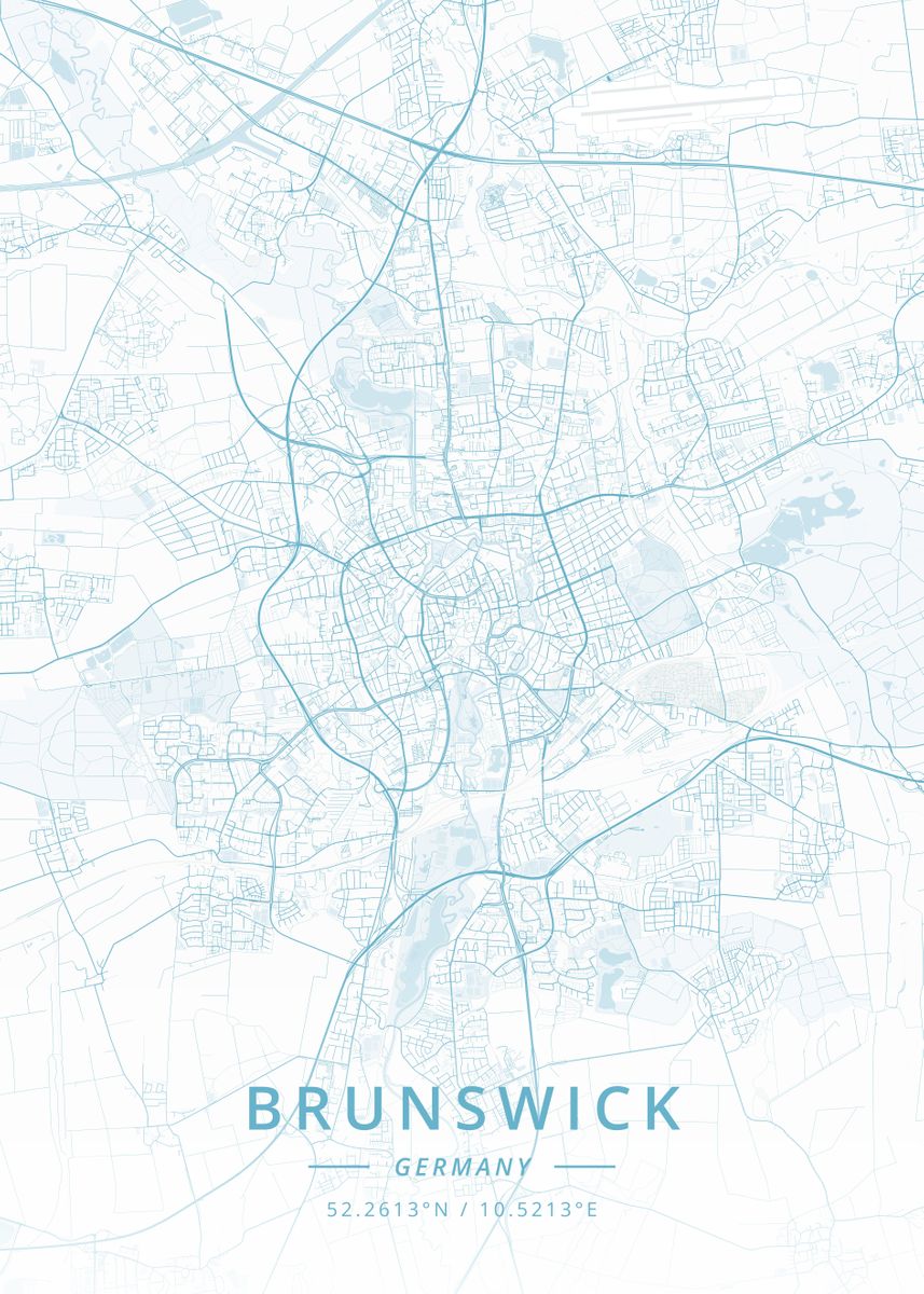 'Brunswick Germany' Poster, picture, metal print, paint by Designer Map ...