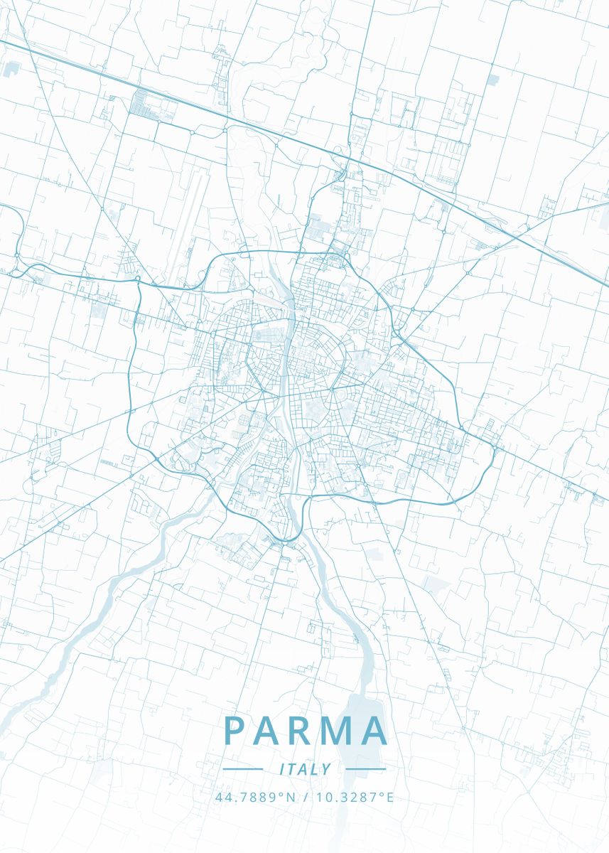 'Parma Italy' Poster, picture, metal print, paint by Designer Map Art ...