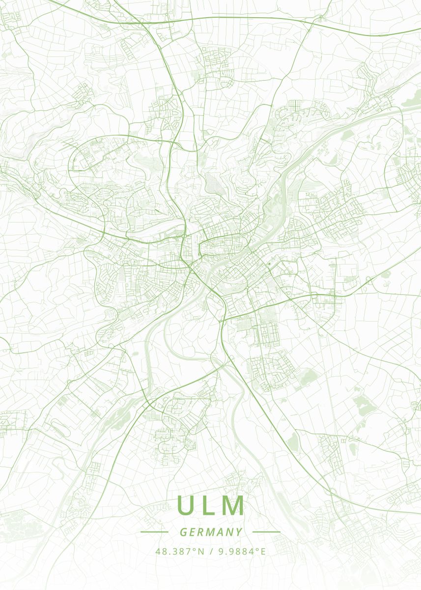 'Ulm Germany' Poster, picture, metal print, paint by Designer Map Art ...
