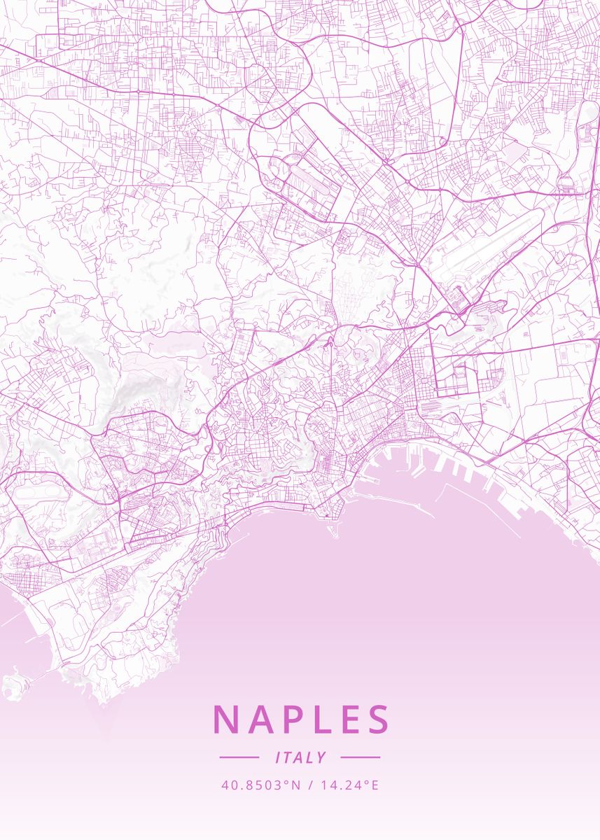 'Naples Italy' Poster, picture, metal print, paint by Designer Map Art ...