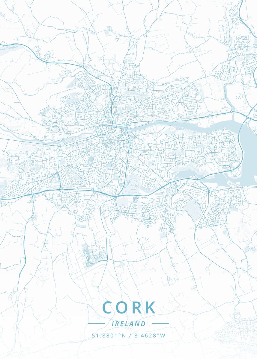 'Cork Ireland' Poster by Designer Map Art | Displate
