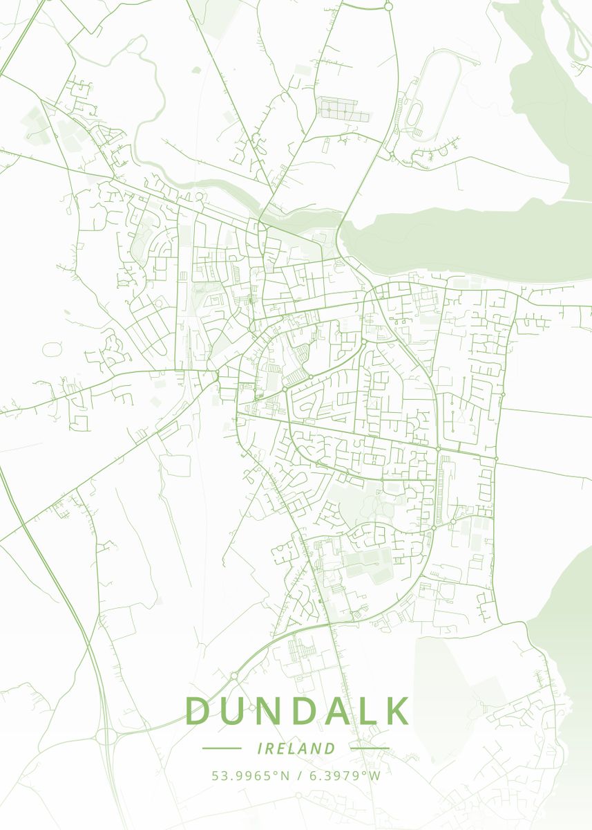 'Dundalk Ireland' Poster, picture, metal print, paint by Designer Map ...