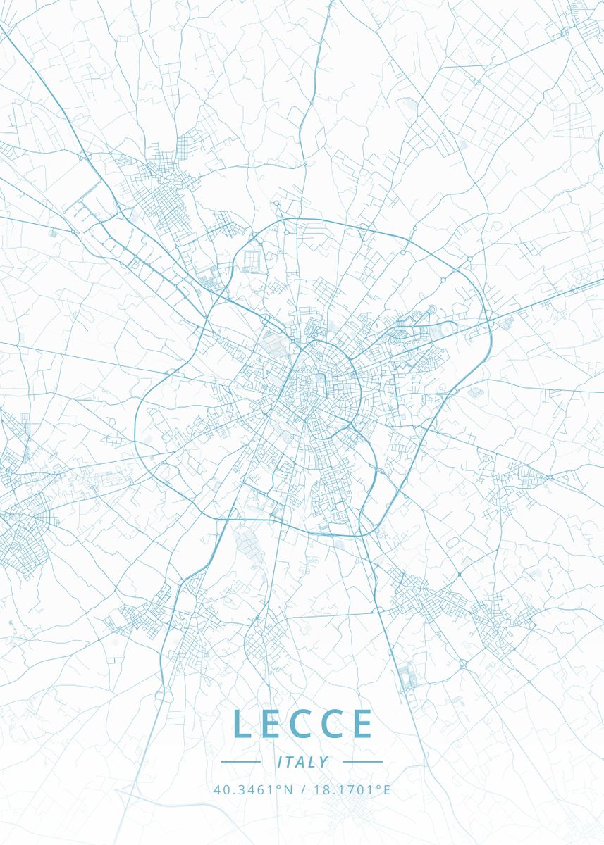 'Lecce Italy' Poster, picture, metal print, paint by Designer Map Art ...