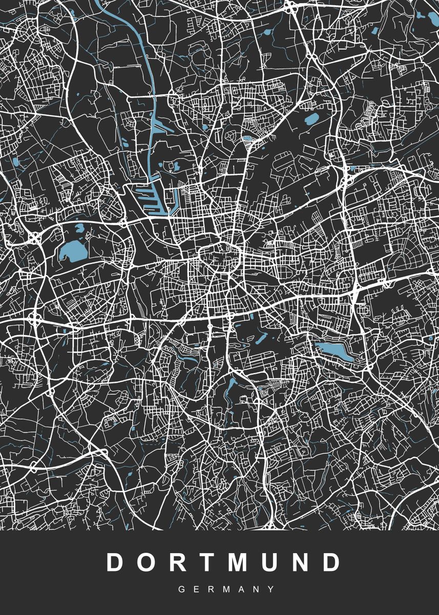 'DORTMUND City Map GERMANY' Poster, picture, metal print, paint by ...